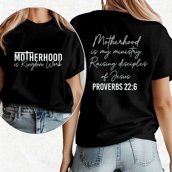 Black Motherhood Print Tshirt Graphic Tees Shirts with Kingdom Work ...
