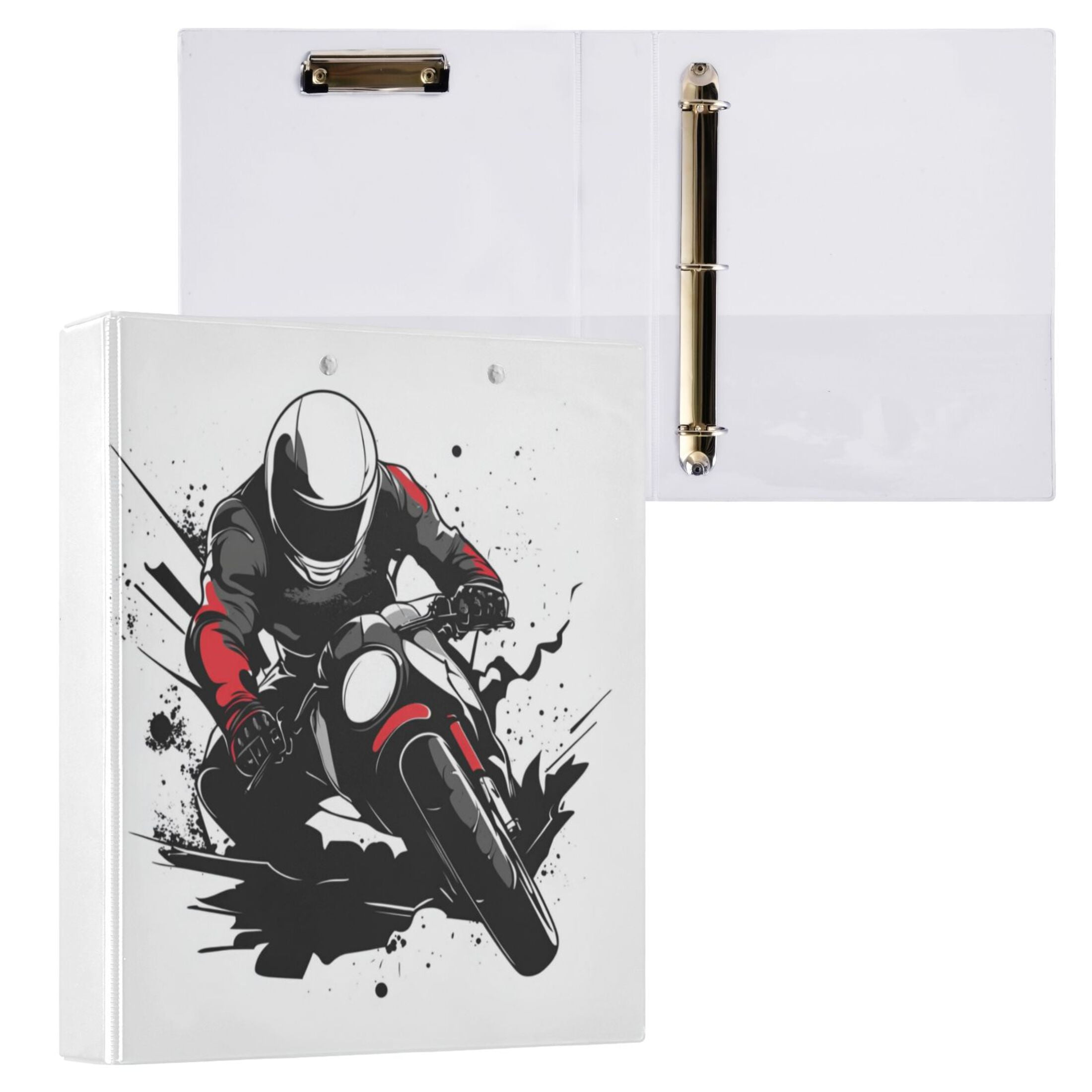 Black Motorbike Race 3 Ring Hardcover Binders 1.5in Round Rings for ...
