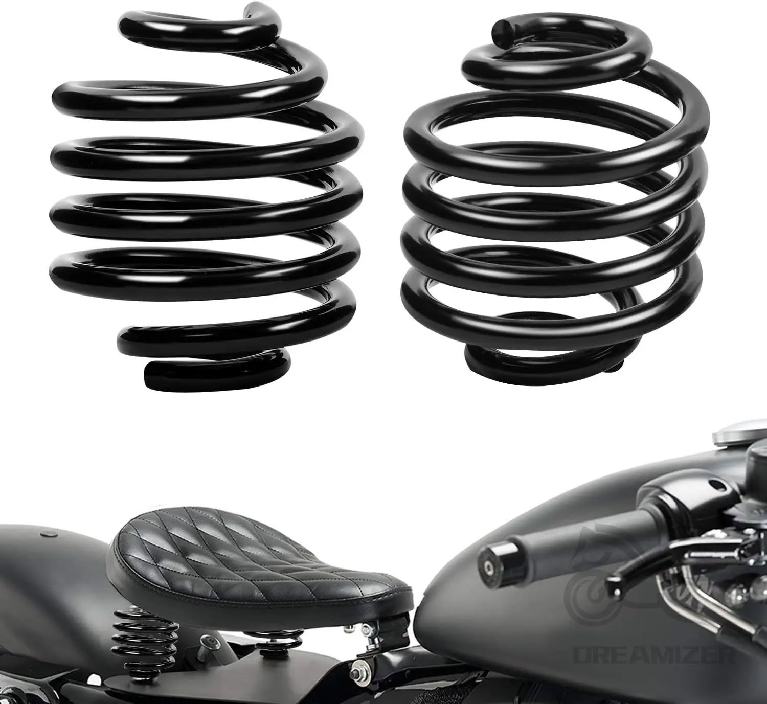 Black Motorcycle Barrel Coiled Solo Seat Spring Bracket Hardware Mount ...