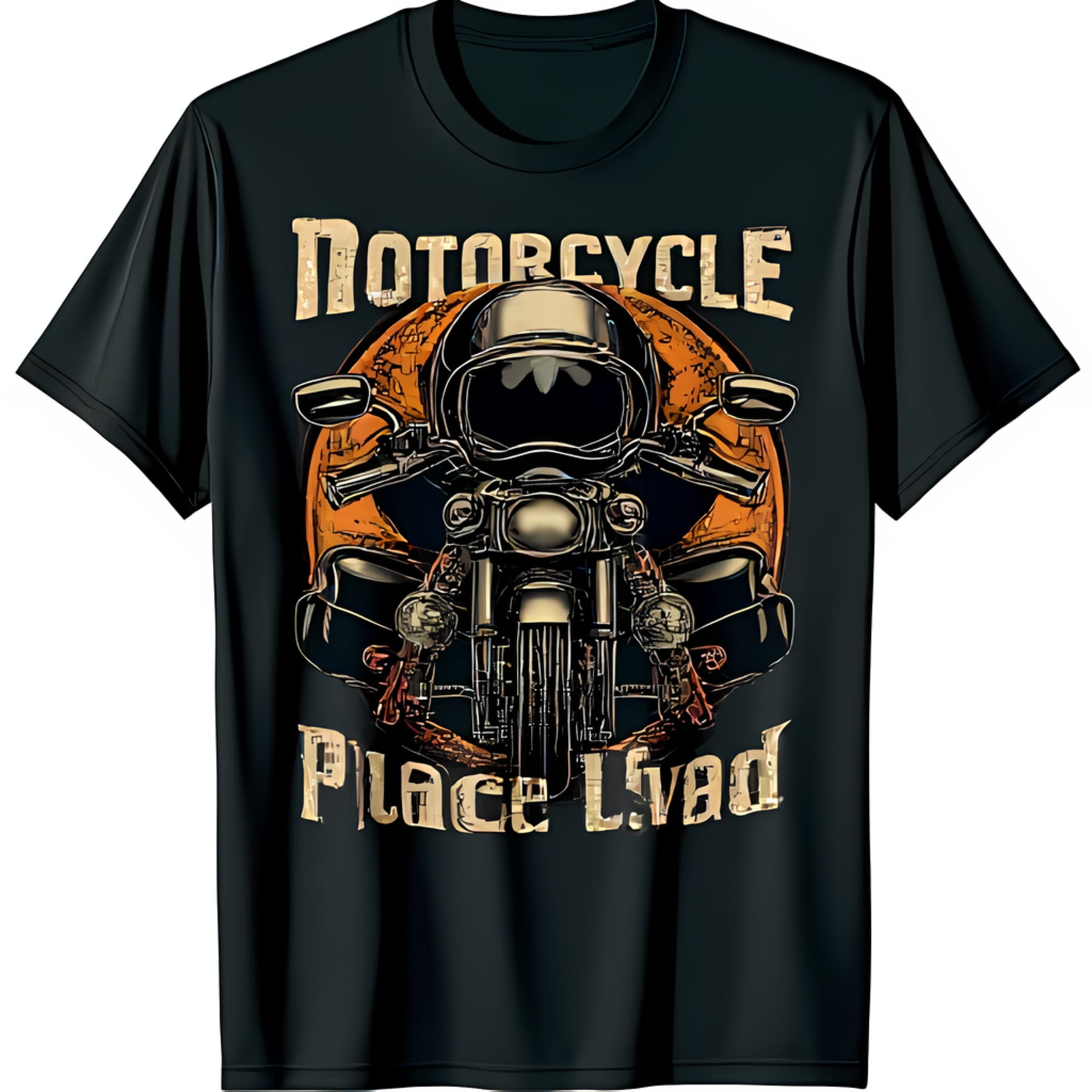 Black Motorcycle Graphic T-Shirt with Circle & Motorcycle Place Lived ...