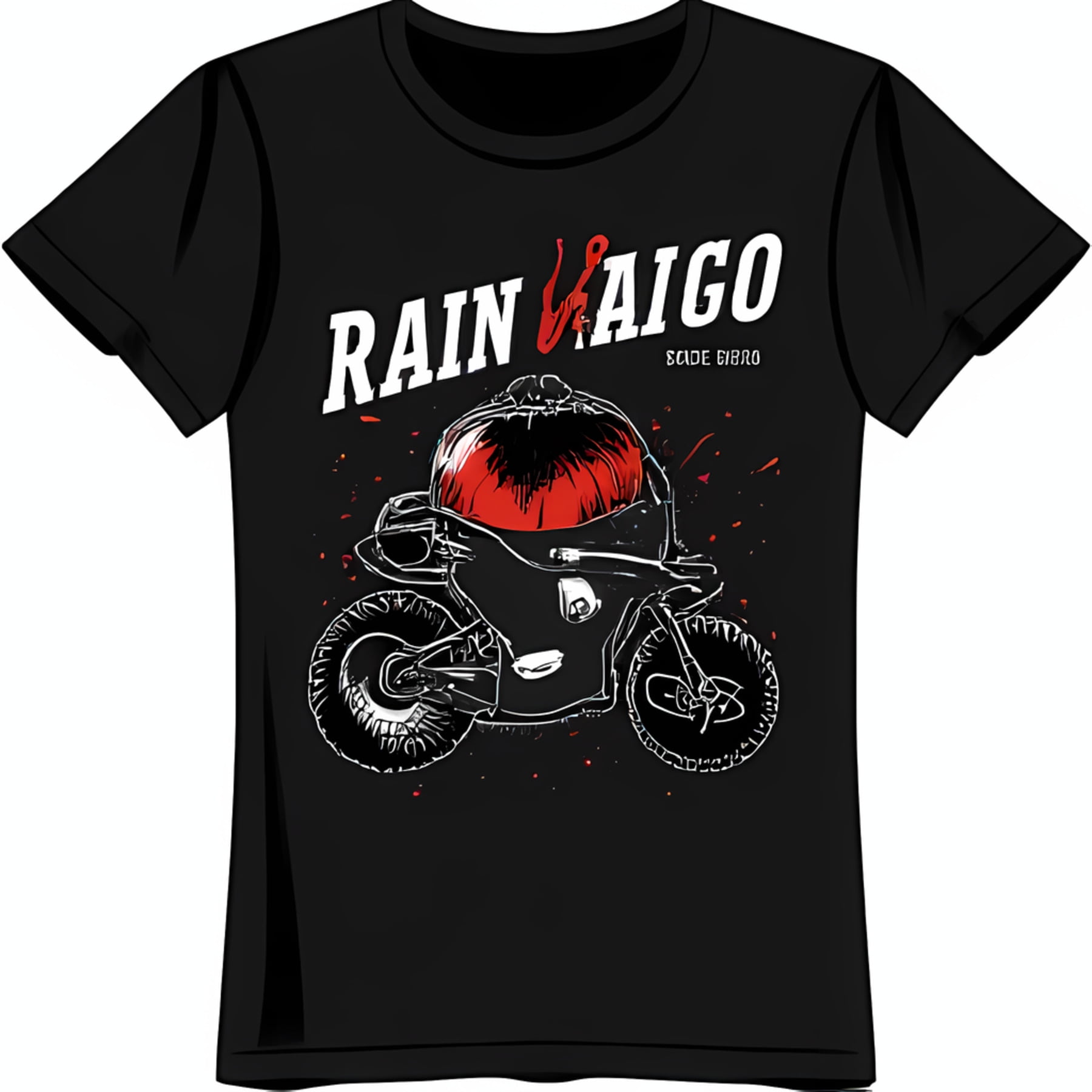 Black Motorcycle Graphic T-Shirt with Red Orb RAIN & & RIDE EVERY DAY ...