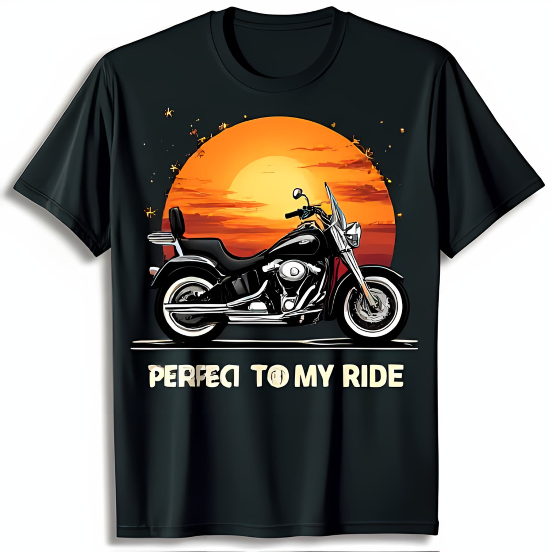 Black Motorcycle T-Shirt with Vibrant Sunset Design to My Ride ...