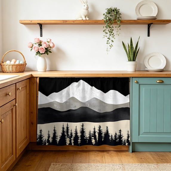 Black Mountain Cabinet Curtain 28"Wx35"L, Dustproof Under Sink Skirt ...