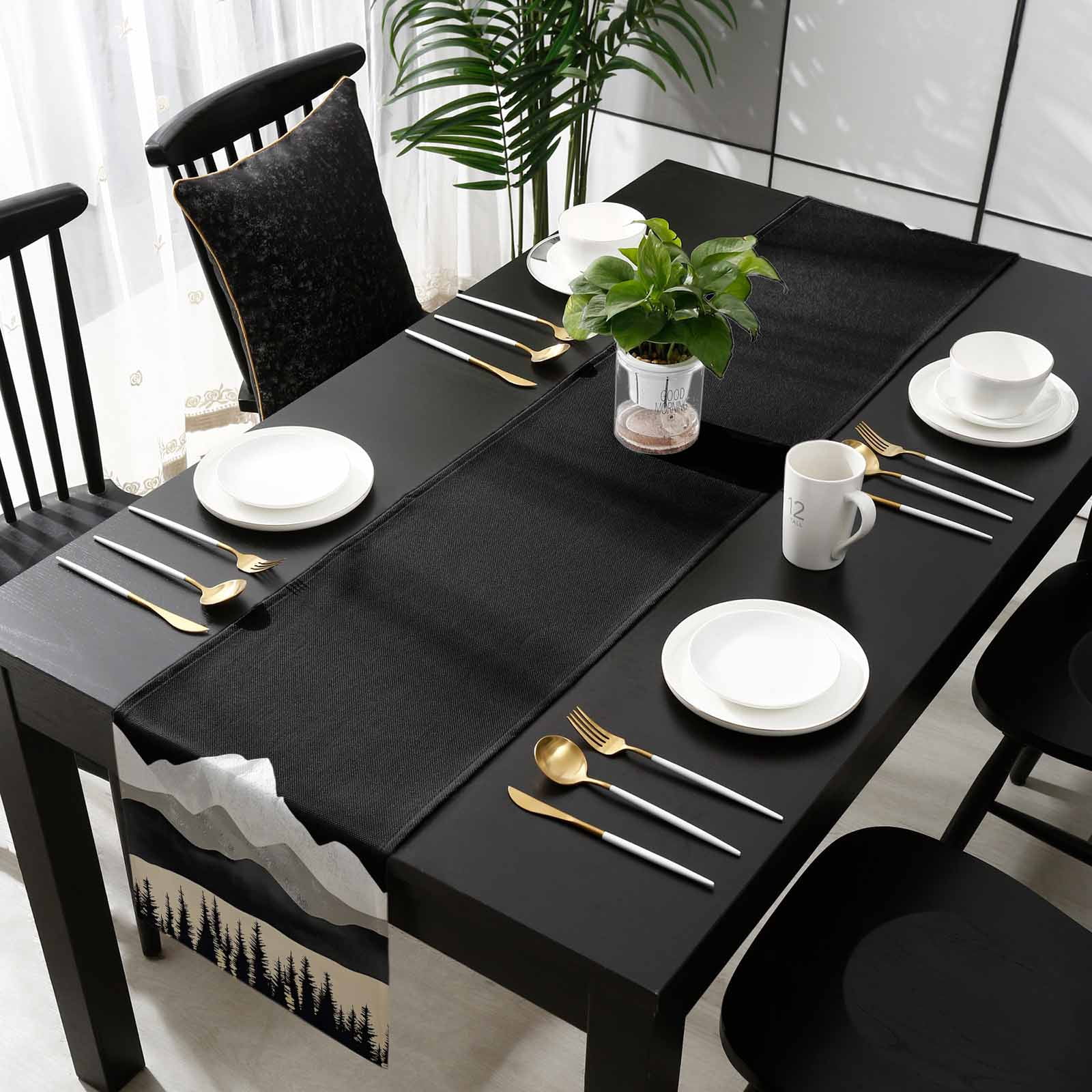 Black Mountain Cotton Linen Long Table Runner 13 x 108 inch Peaks ...