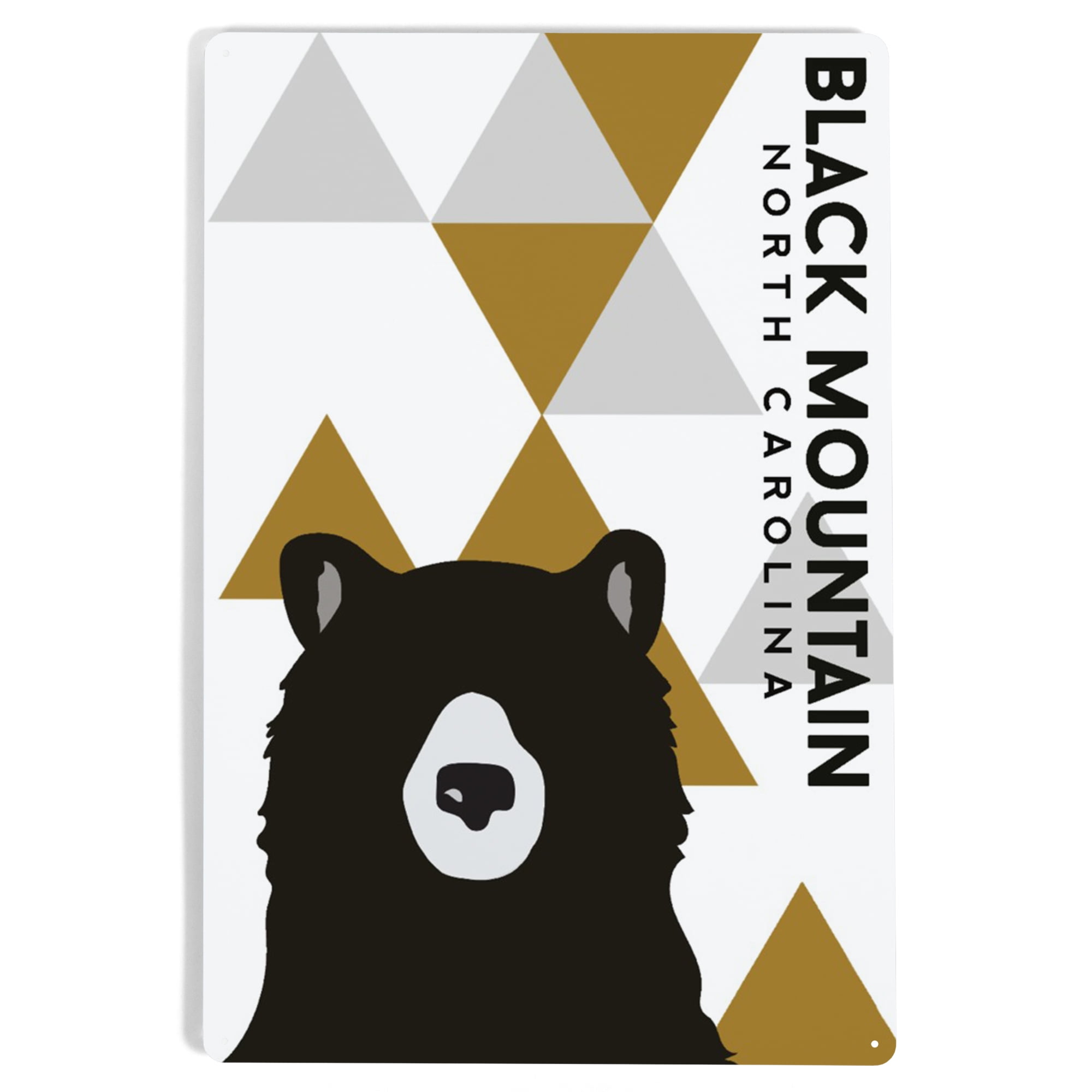 Black Mountain, North Carolina, Bear and Triangles (12x18 Aluminum Art ...