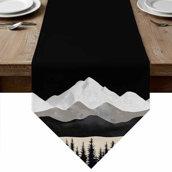 Black Mountain Table Runner Linen Burlap Table Runner 120 Inches Long ...
