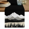 Black Mountain Table Runner, Peaks Landscape Forest Tree Washable ...