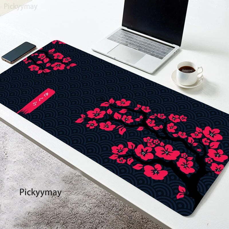 Black Mouse Pad Sakura Large Gamer Mousepad Keyboard MatMouse Mats ...