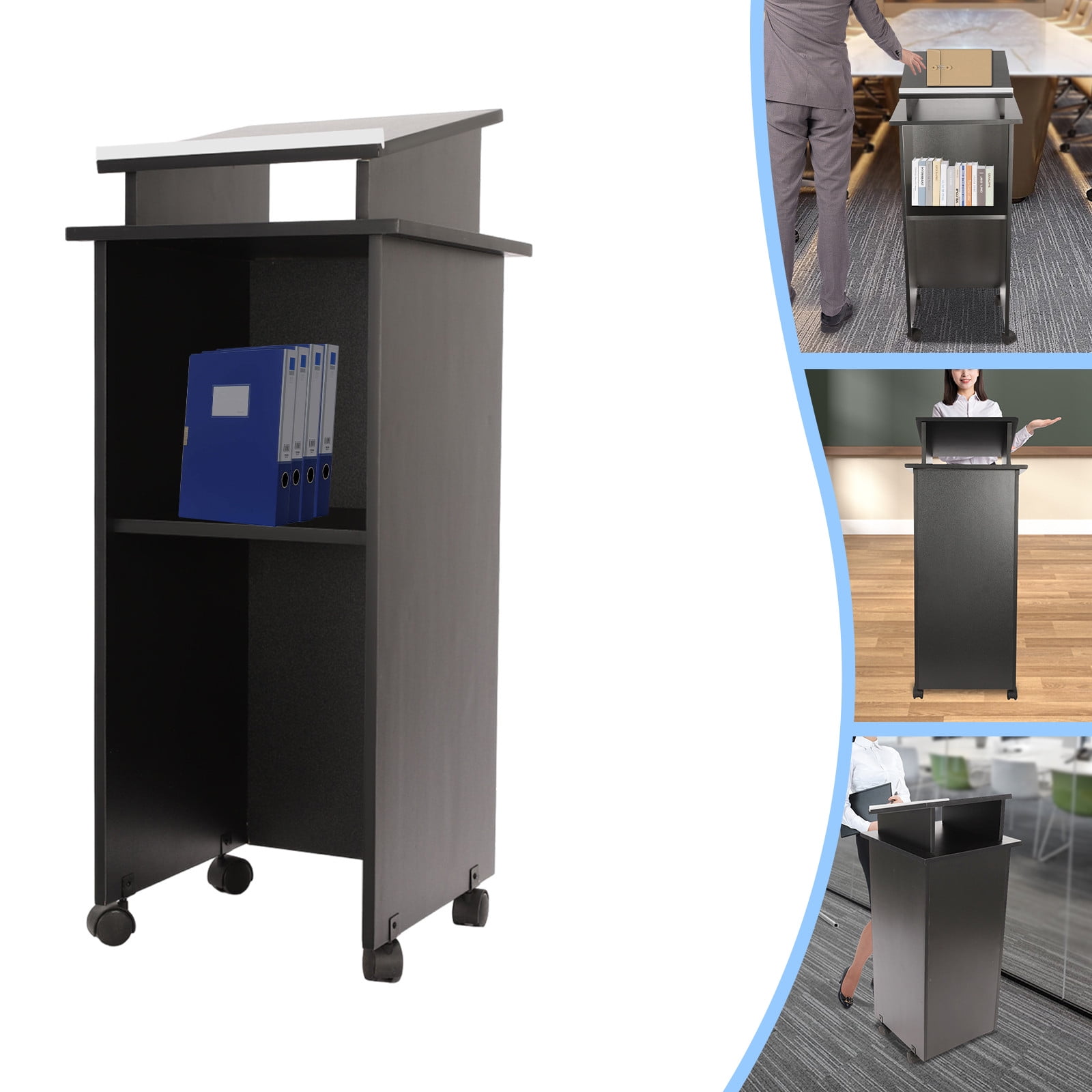 Black Moveable Lectern Podium Stand Portable Podium Pulpits Church ...