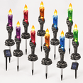 Black-Multi 10-Pack Solar Pathway Lights Outdoor Holiday Decorations ...