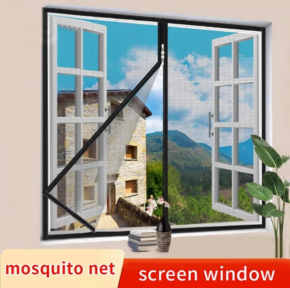 Black，Multi size window mesh with zipper Self-adhesive zipper ,mosquito ...