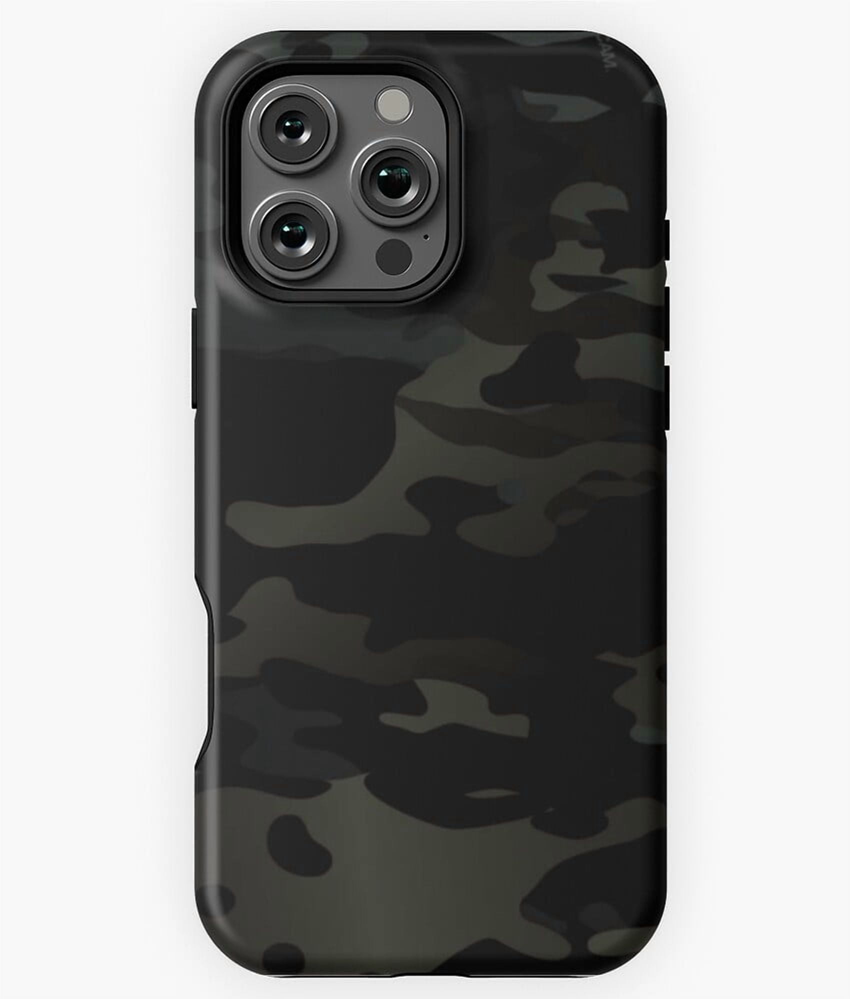 Black MultiCam Camouflage Military Phone Case for iPhone 16 15 14 13 12 ...