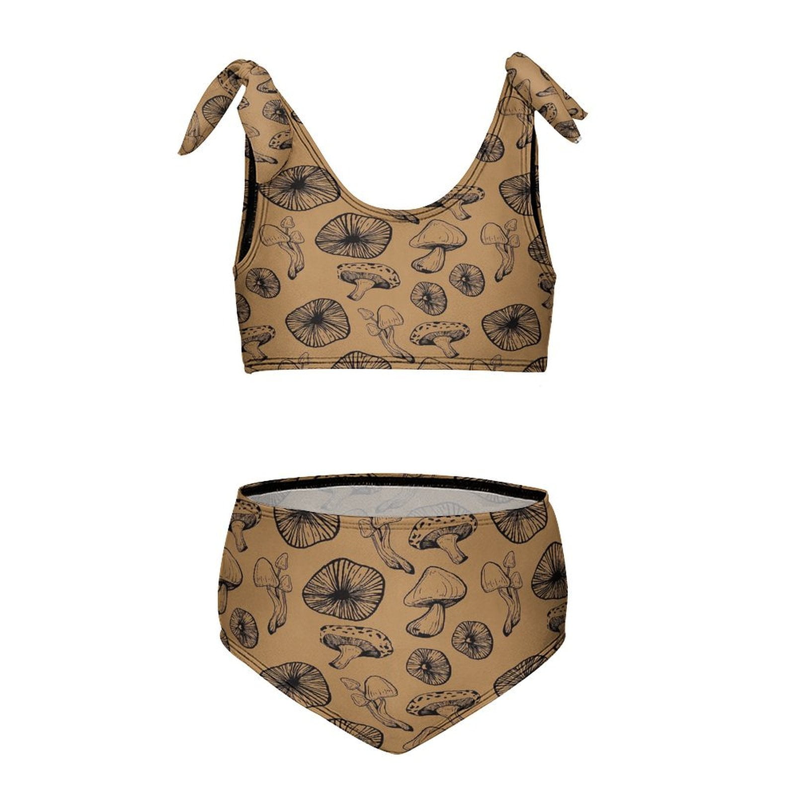 Black Mushroom Brown Fungus Girl's 2 Piece Bikini Set Beach Sport Swimsuit Swimwear 6-7Y（110cm ...