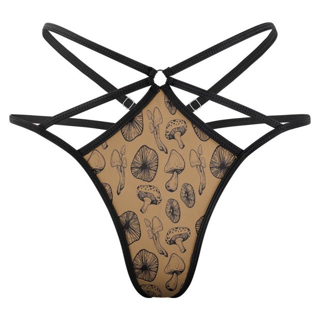 Black Mushroom Brown Fungus Open Type Women's Panties Crotch Opening G ...
