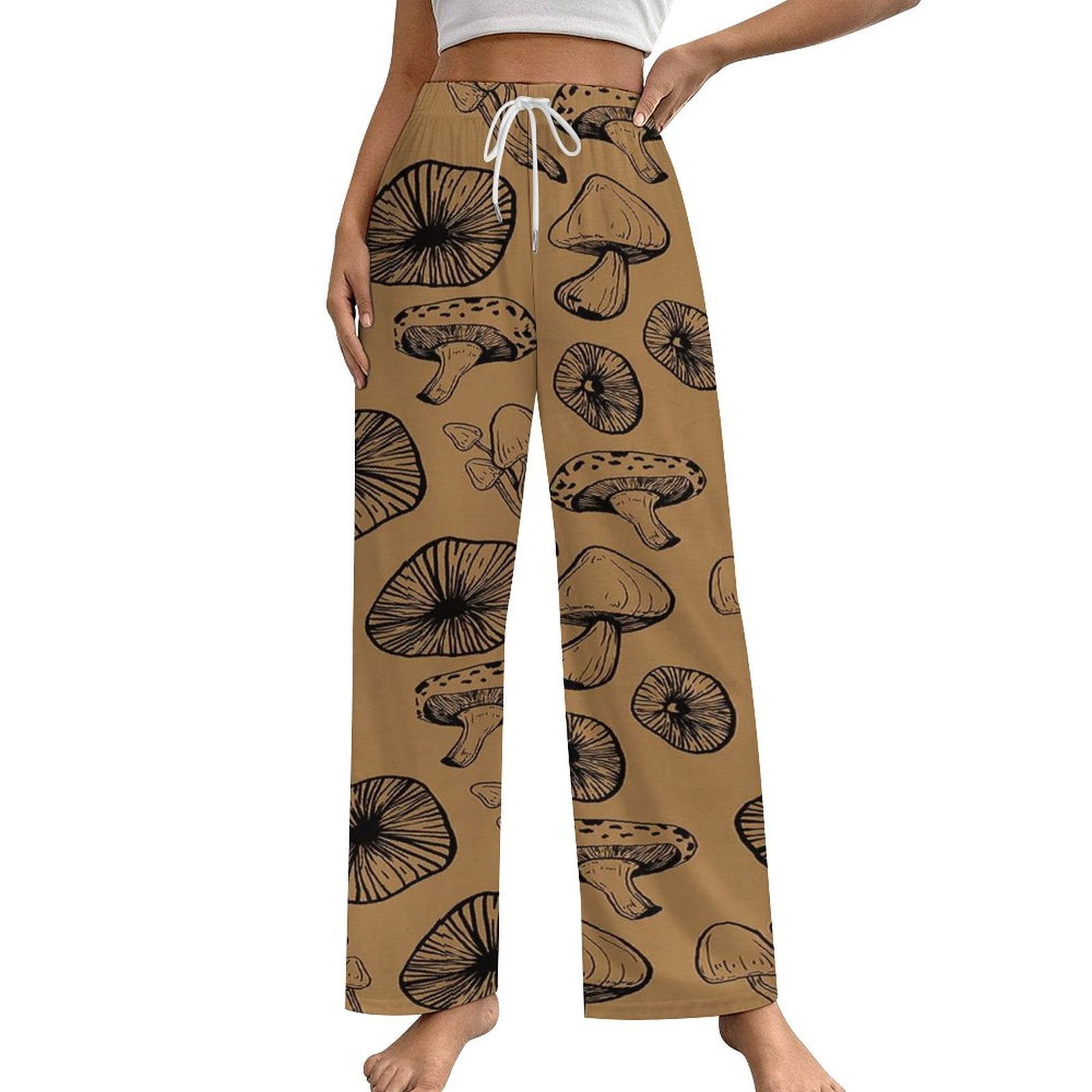 Black Mushroom Brown Fungus Women's Pajamas Pajama Pants Women's ...