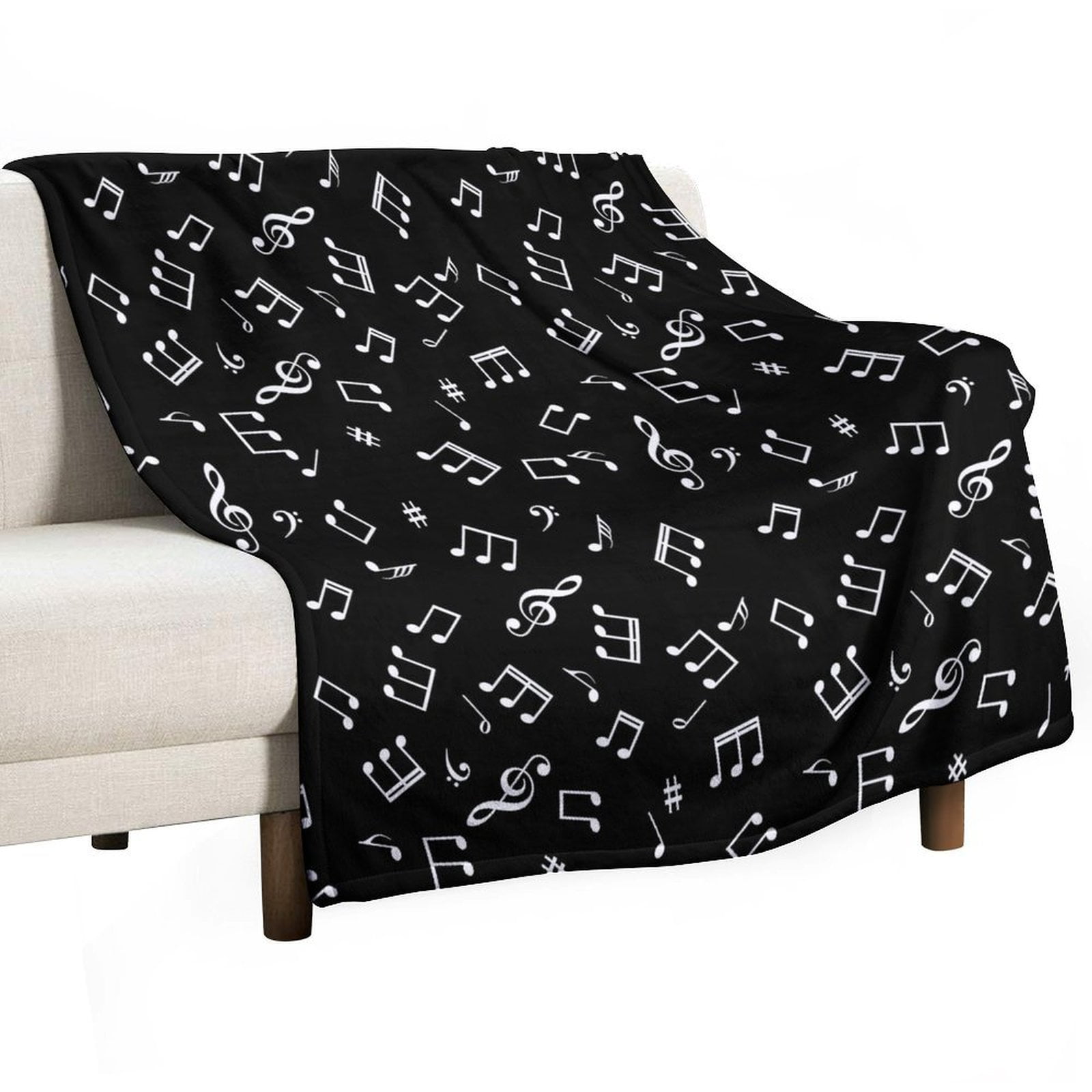 Black Music Notes Blanket Soft Throw Warm Lightweight Plush Blanket for ...