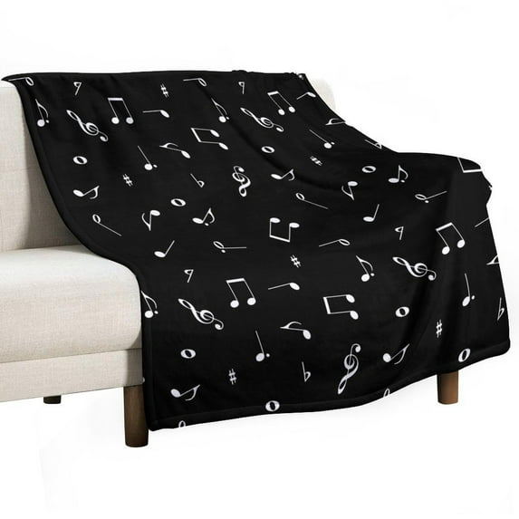 Black Music Notes Blankets Bedroom Living Room Sofa Throw Blankets for ...