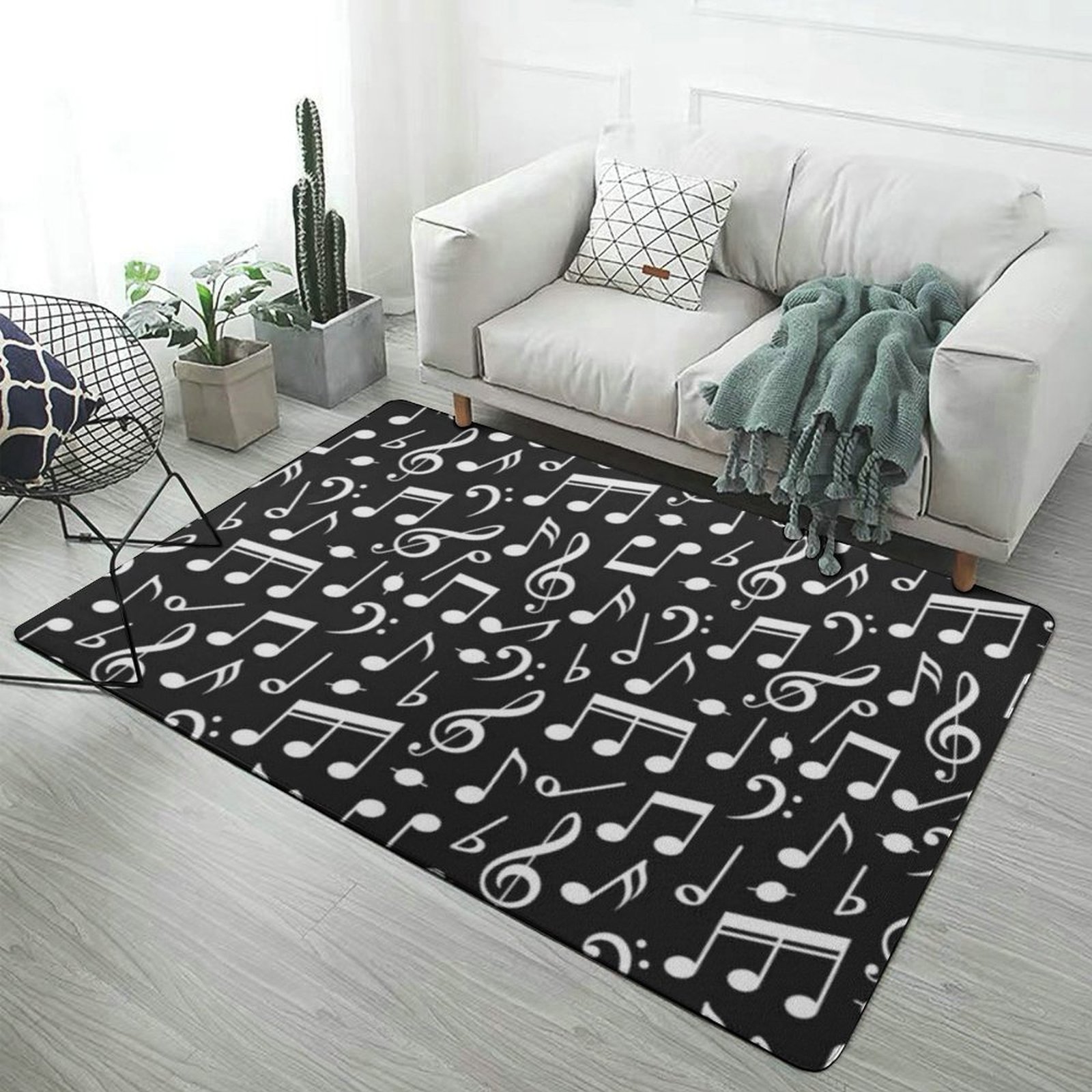 Black Music Notes Carpet for Home Decoration Rugs for Bedroom Room ...