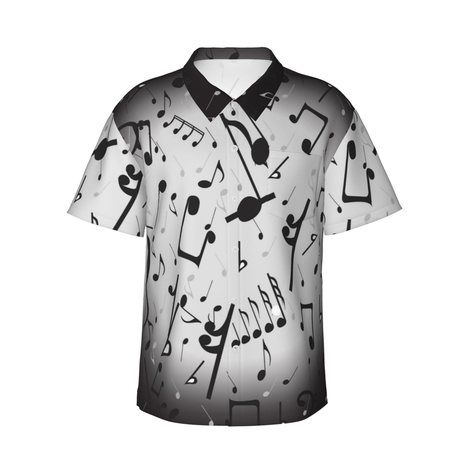 Black Music Notes Men's 3d Print Casual Button Down Shirts, Novelty ...