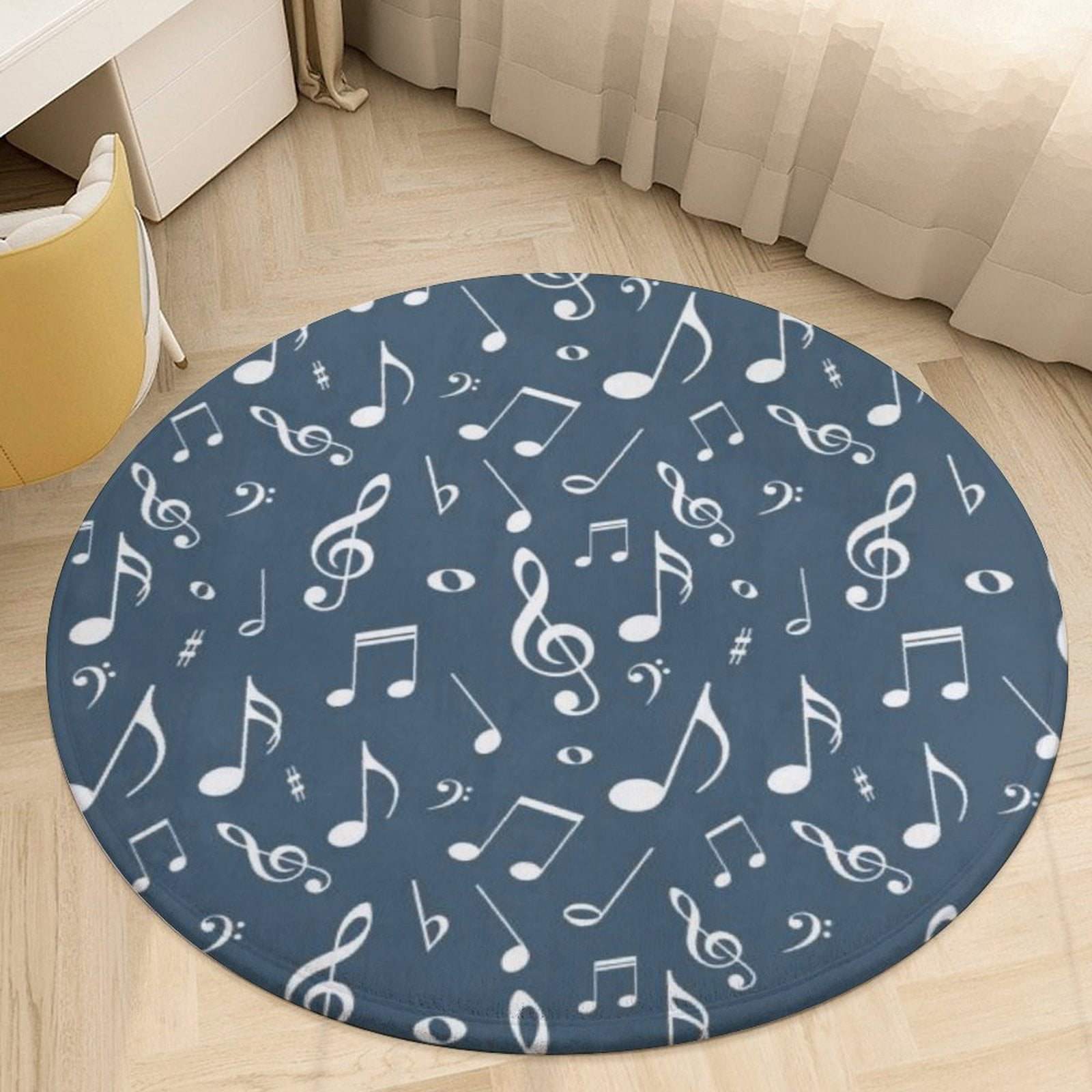Black Music Notes Round Area Rugs for Bedroom Living Room, 6FT Soft ...