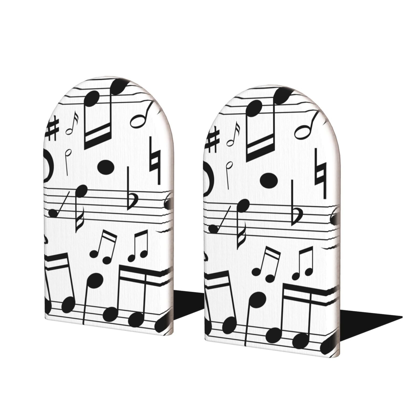 Black Music Notes Scales Set of 2 Bookends Bookshelf Funny Wood Book ...
