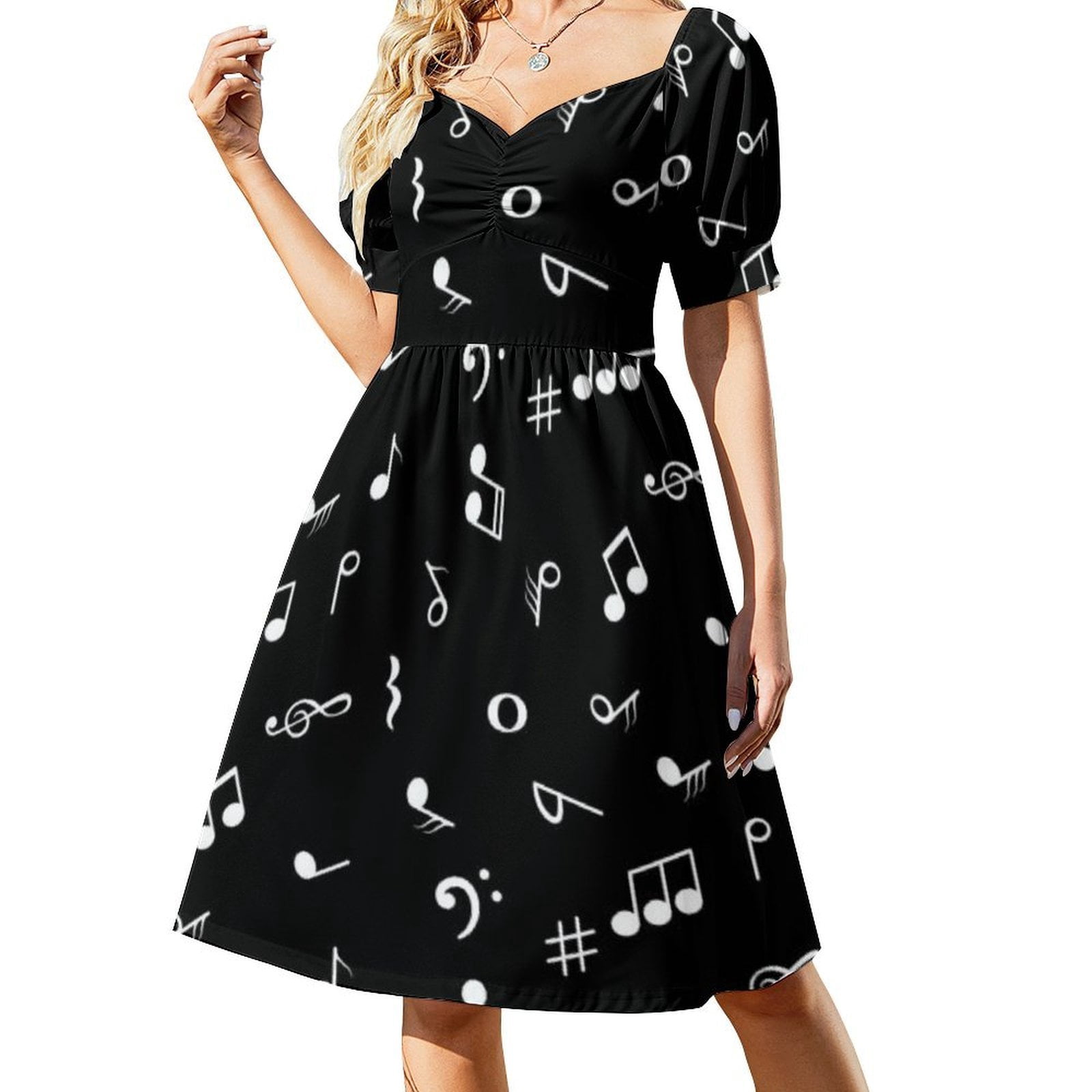 Black Music Notes Summer Women's Dress 2025 Elegant Dresses Plus Sizes ...