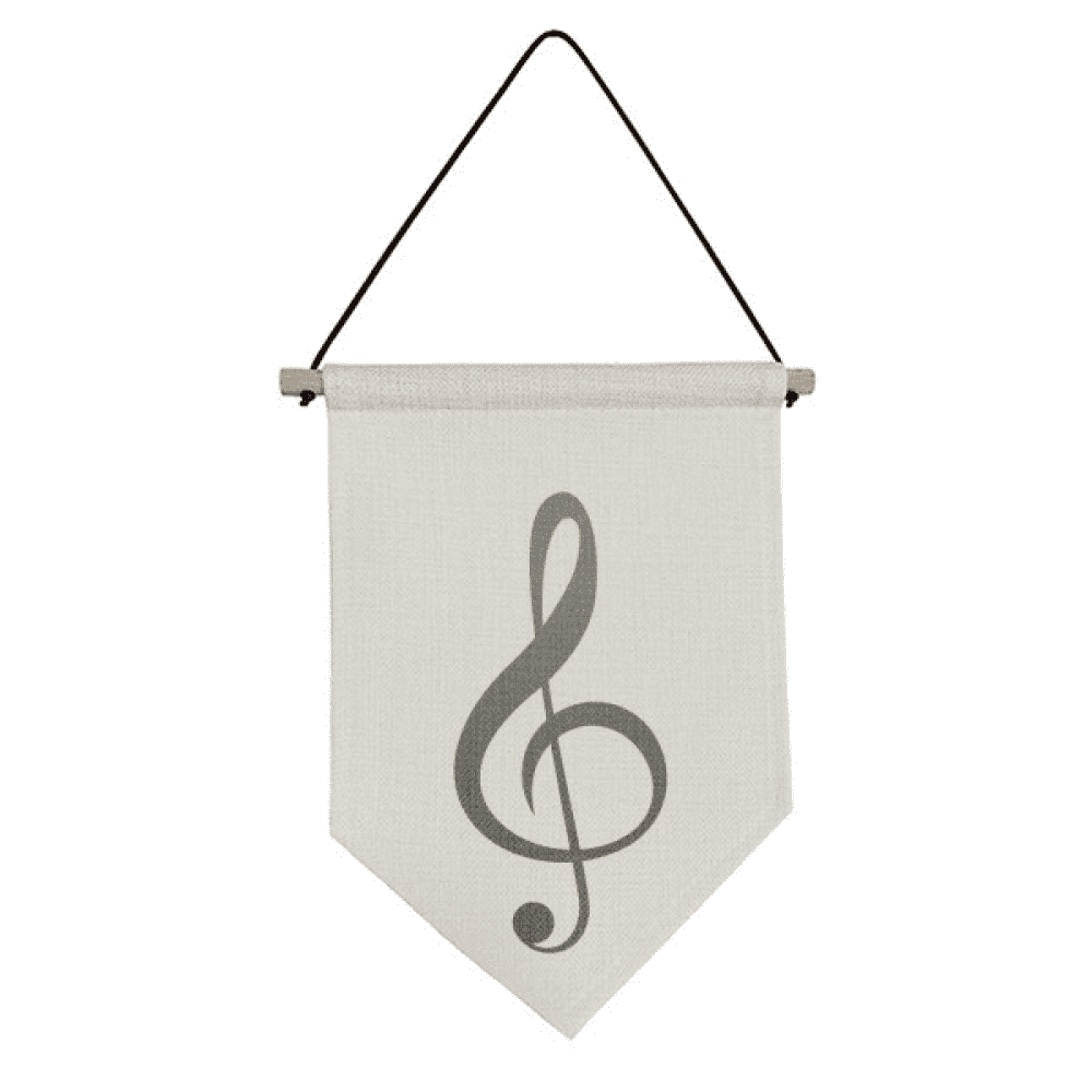 Black Music Treble Clef White Canvas Flag Hanging Wall Art Decor Banner ...