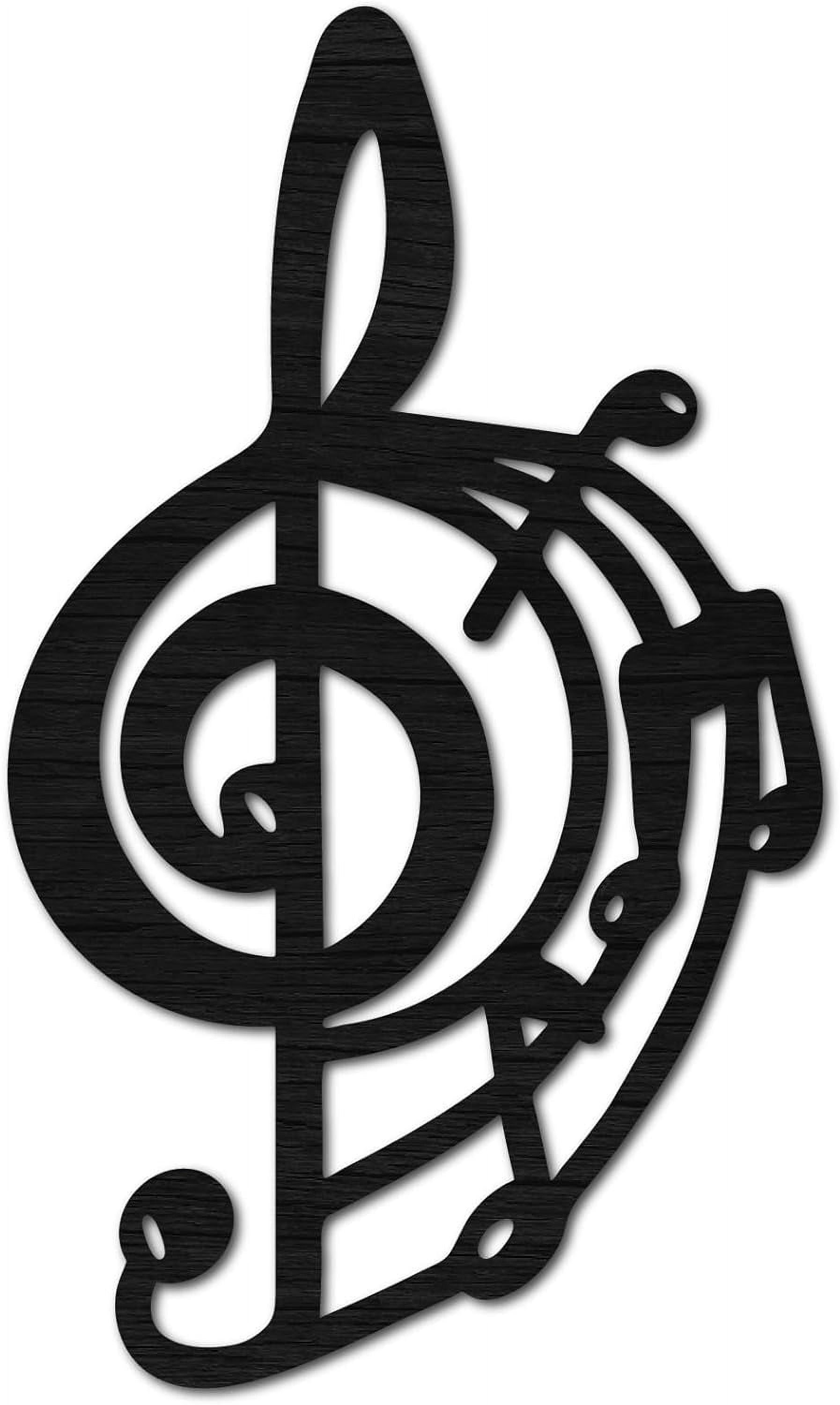 Black Musical Note Wall Art Decor Wooden Sign Laser Cut Basswood ...