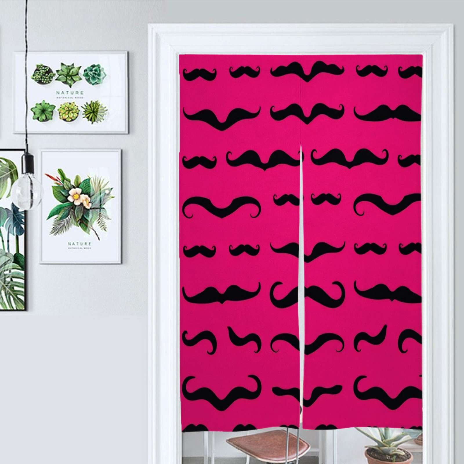 Black Mustache Pattern On Pink Background Door Curtain Nordic Living ...