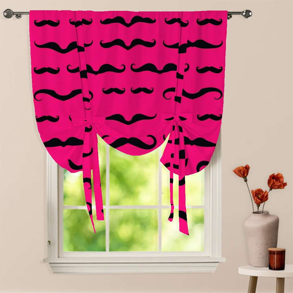 Black Mustache Pattern On Pink Background .Png Window Curtain for ...