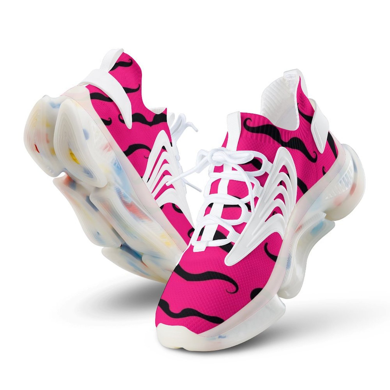 Black Mustache Pattern on Pink Background Walking Shoes for Men Woman ...