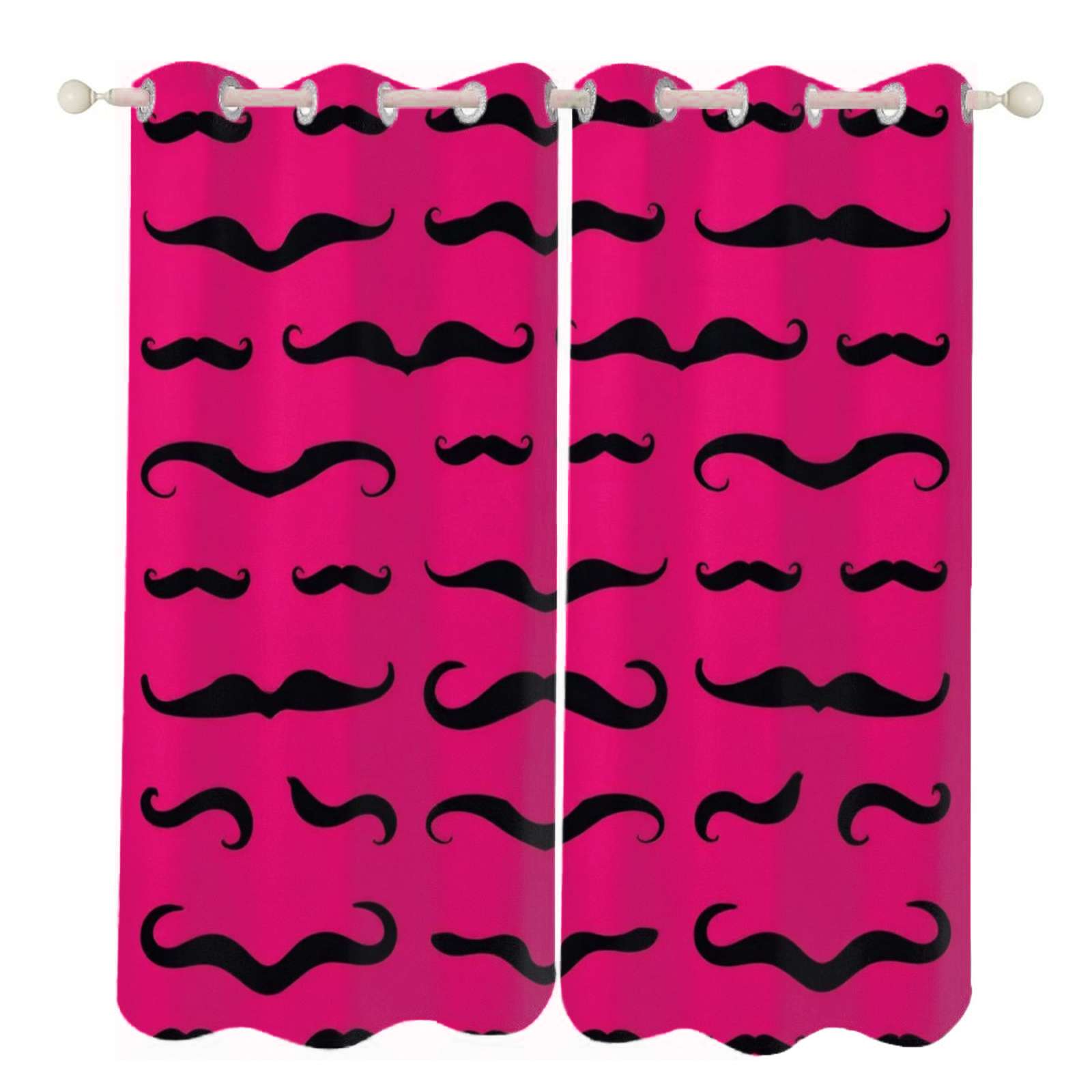Black Mustache Pattern on Pink Background.png Sunshade Curtains Home ...