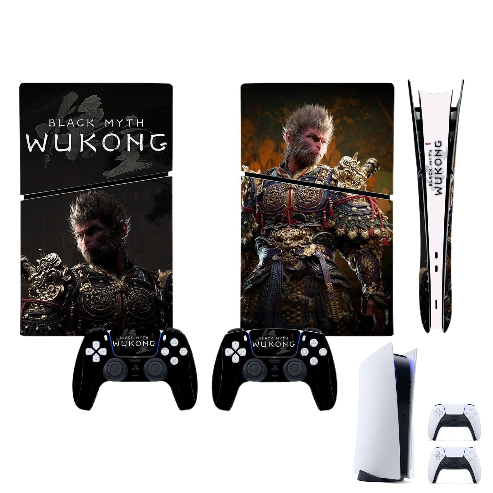 Black-Myth: Wuk-ong P-S5 Skin, Wuk-ong Console & Controller Skin, Black ...