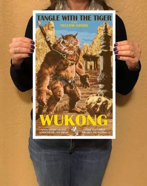 Black Myth Wukong - Tangle With The Tiger - Vintage Style Travel Poster ...