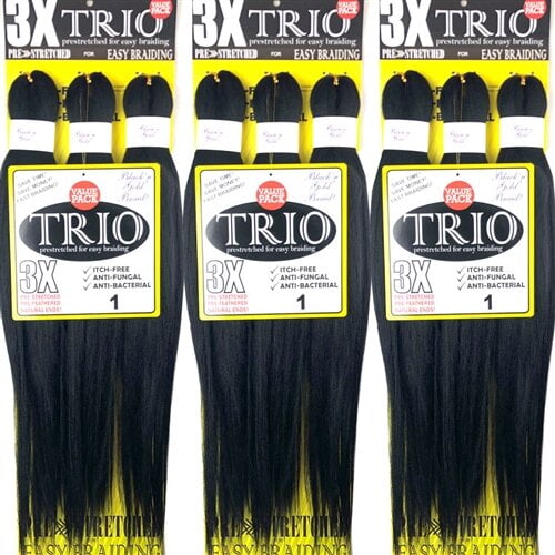 Black N Gold 3X Trio Pre Stretched Braiding Hair, 3 Pack, Color T27/30 ...