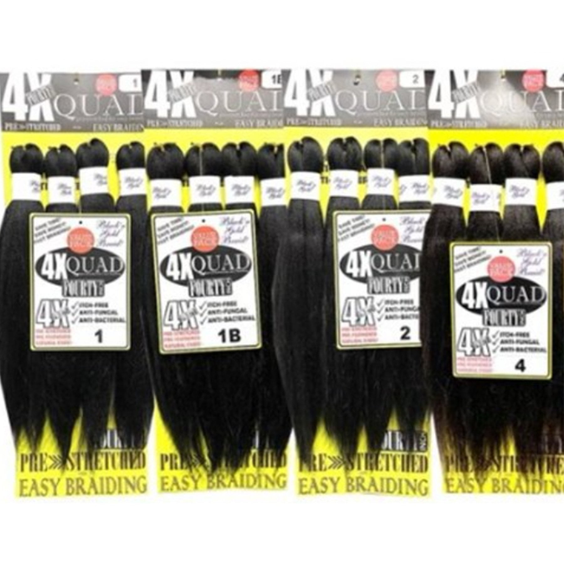 Black N Gold 4X Quad Pre Stretched Braiding Hair Bundles 40" (2Pack), Color 1 - Walmart.com