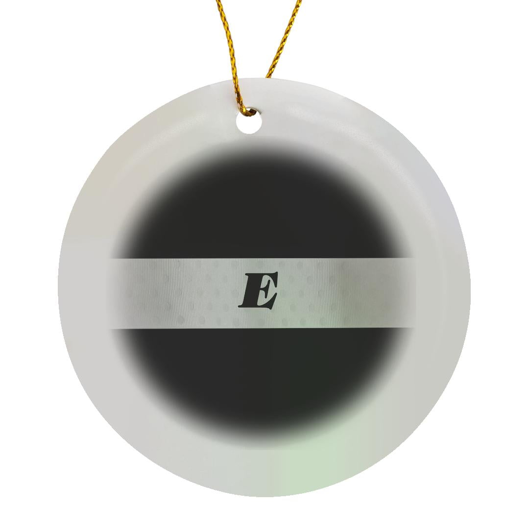 3drose, Black N Silver Monogram Letter E, Circle Porcelain Ornament ...