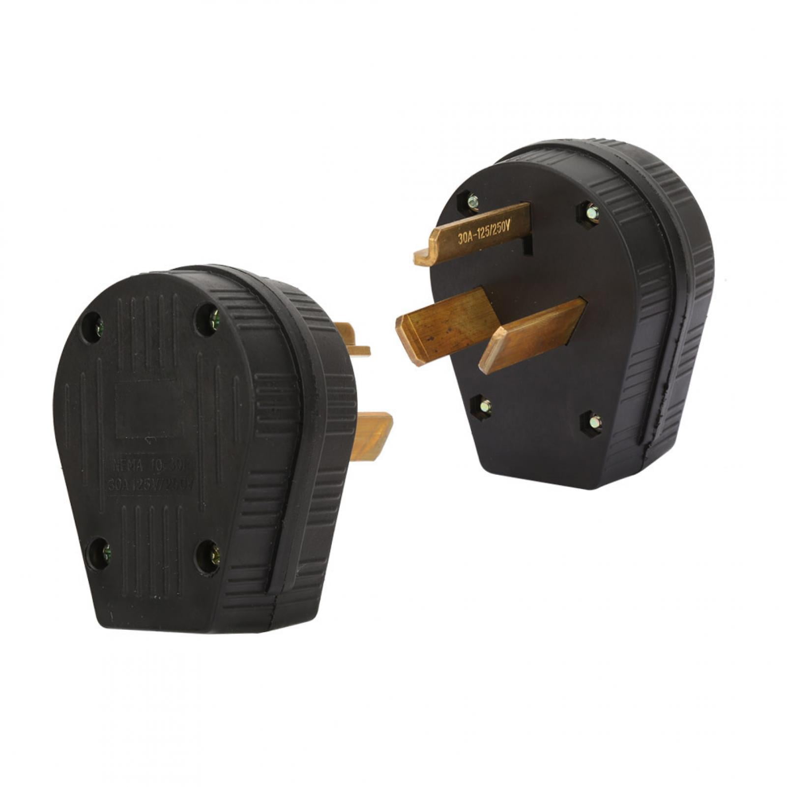 Black NEMA 10-30P US Type Three Hole Industrial Plug 30A 125V-250V ...