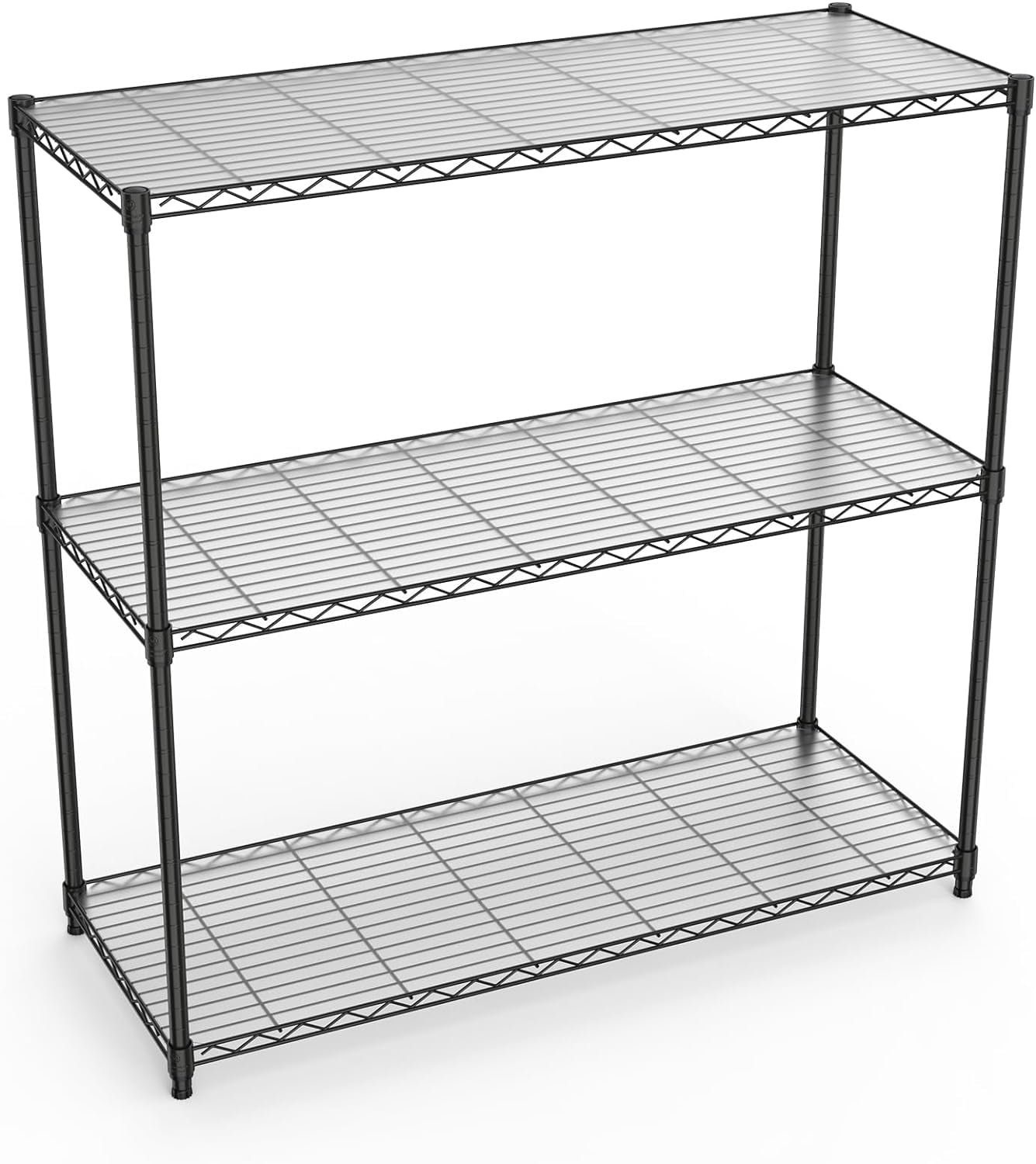 Black NSF 3 Tier Metal Shelf Wire Shelving Unit, 1050lbs Heavy Duty ...