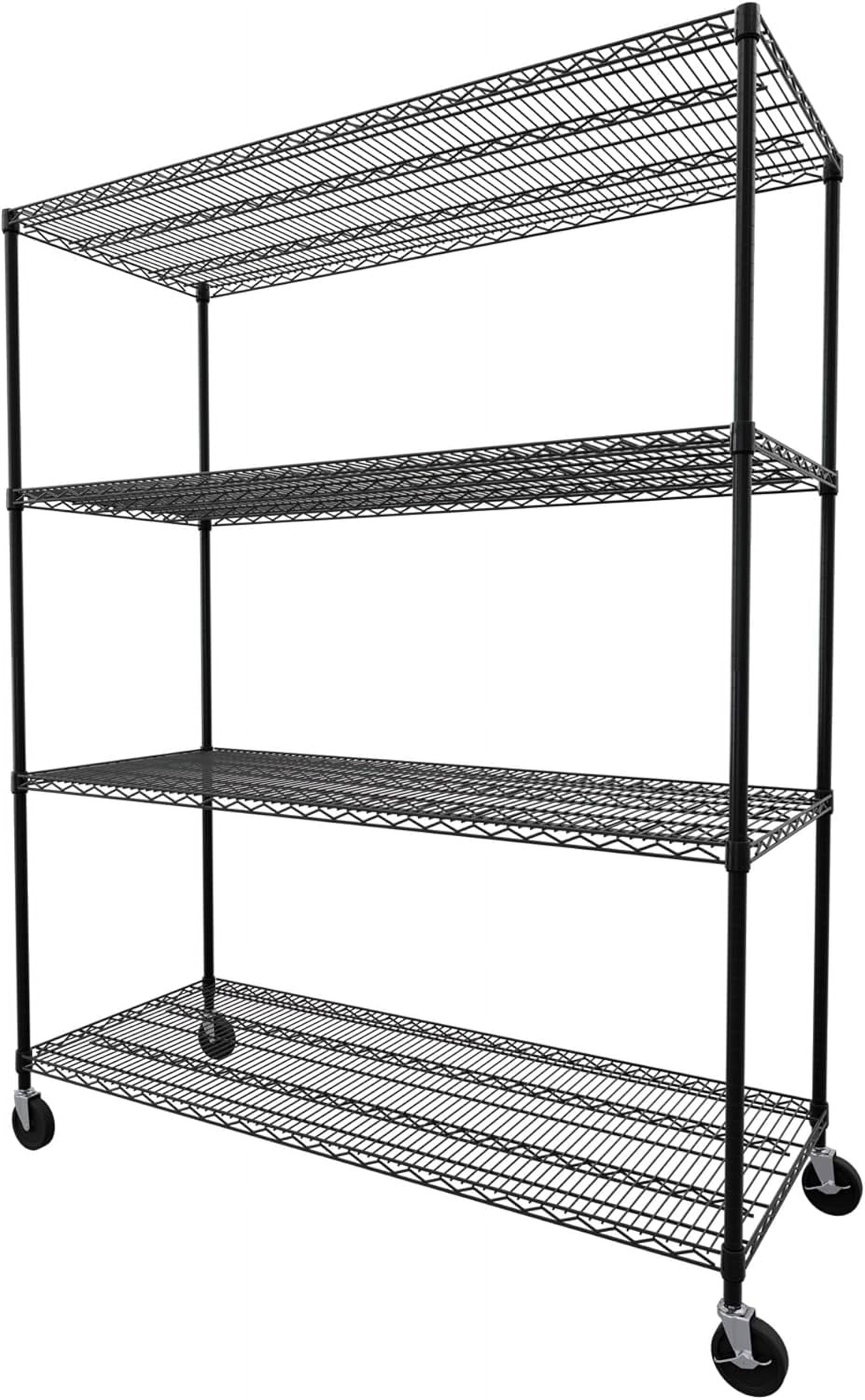 Black NSF Certified Storage Shelves, Heavy Duty Steel Wire Shelving Unit with Wheels and ...