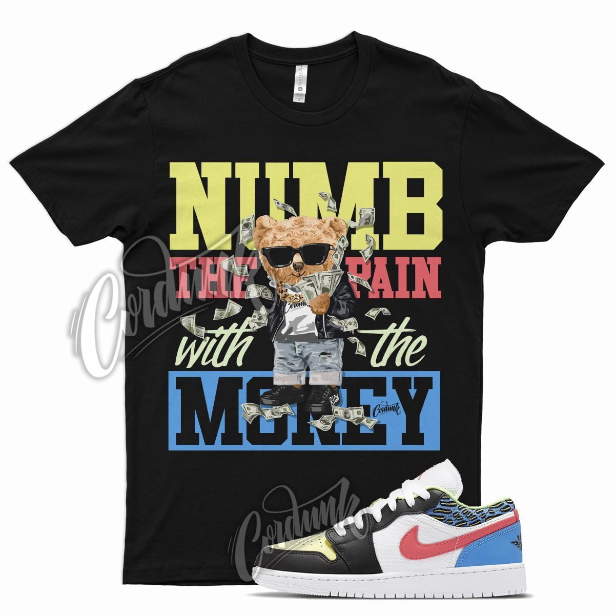Black NUMB T Shirt for Air J1 1 Low Coast Light Fusion Red Barely ...