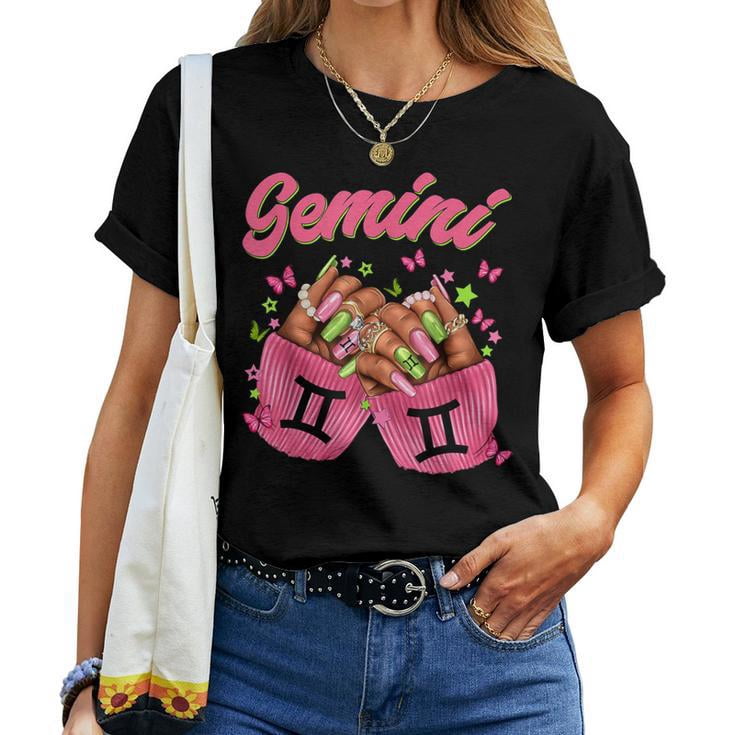 Black Nails Zodiac Birthday Gemini Queen Women T-Shirt – Astrology ...