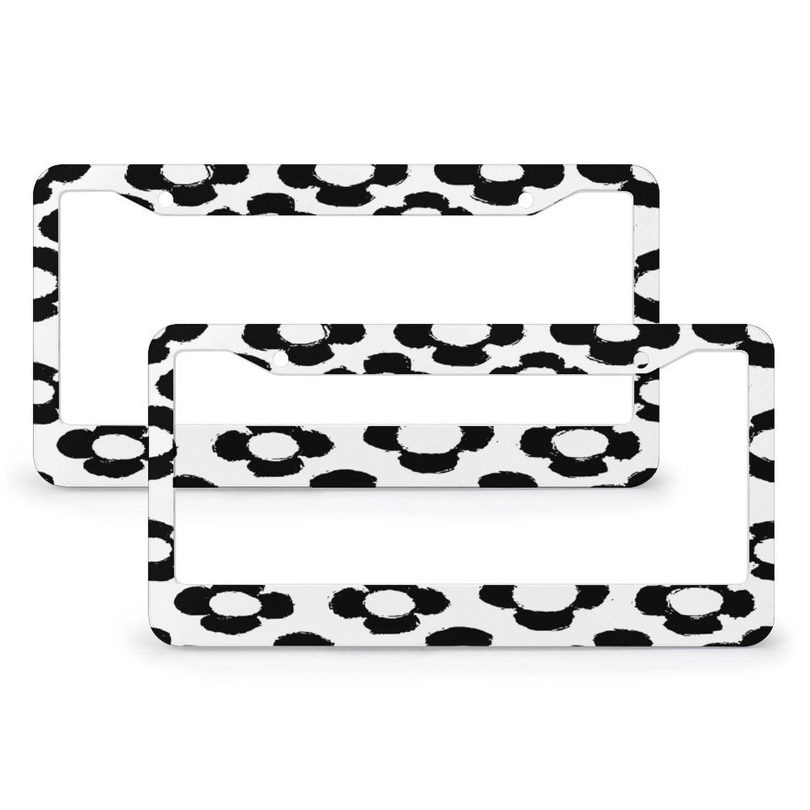 Black Naive Playful Daisy Seamless Pattern License Plate Frames - 2 ...