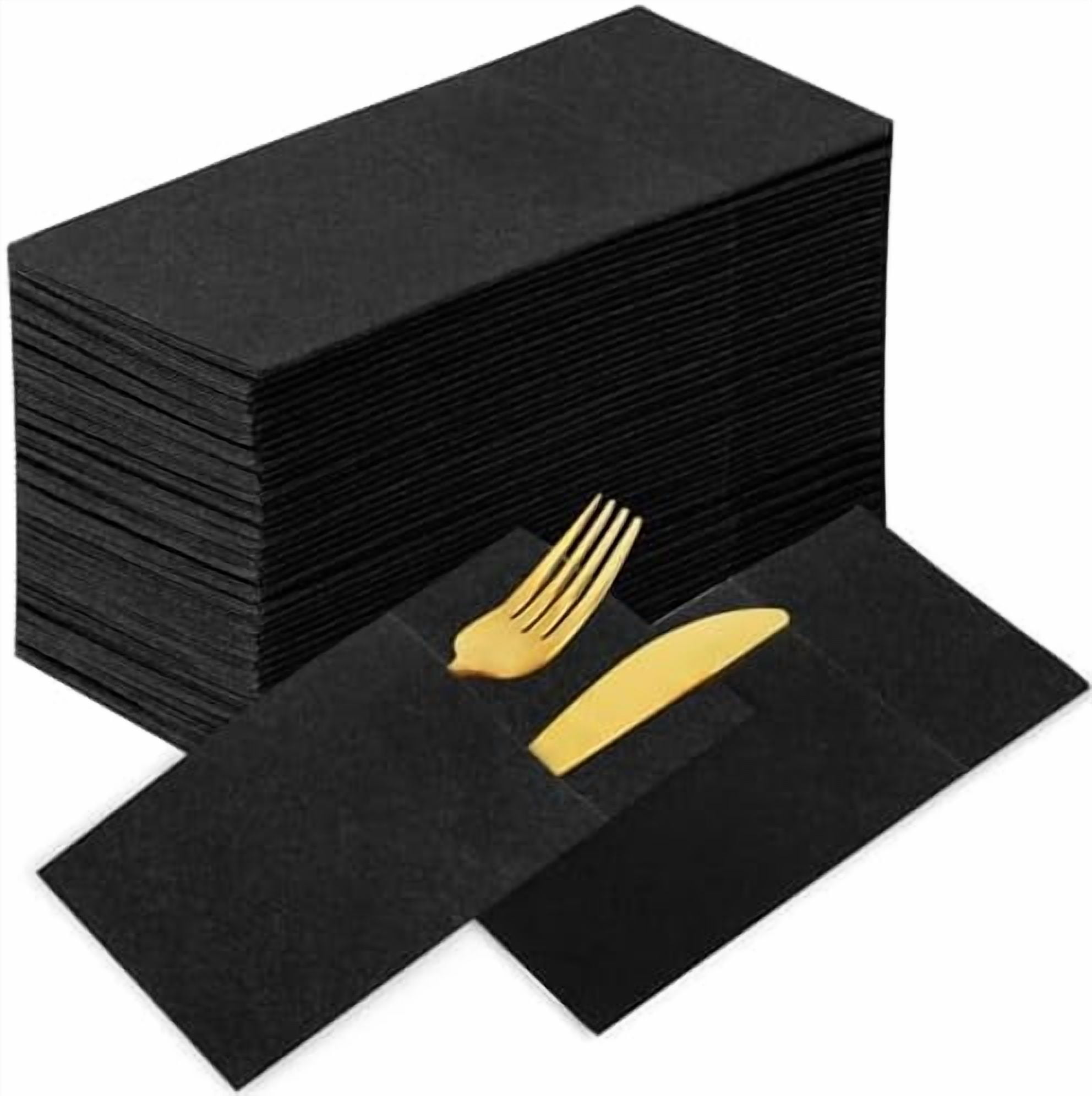 Black Napkins Disposable with Pocket Wedding Decorative Dinner Paper ...