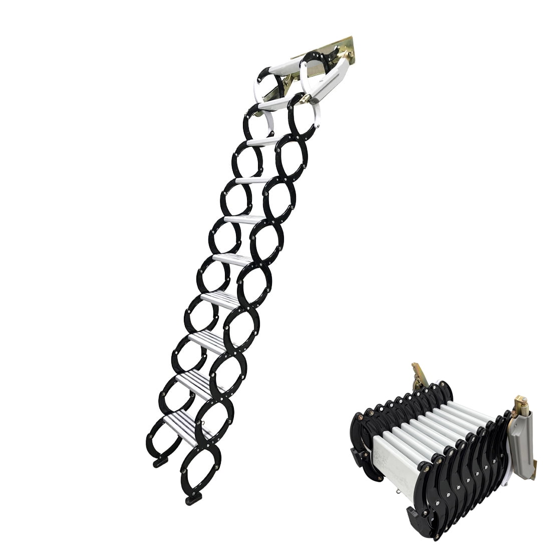 Black Narrow Wall Mounted Loft Wall Ladder 10 Steps Wall Mounted ...
