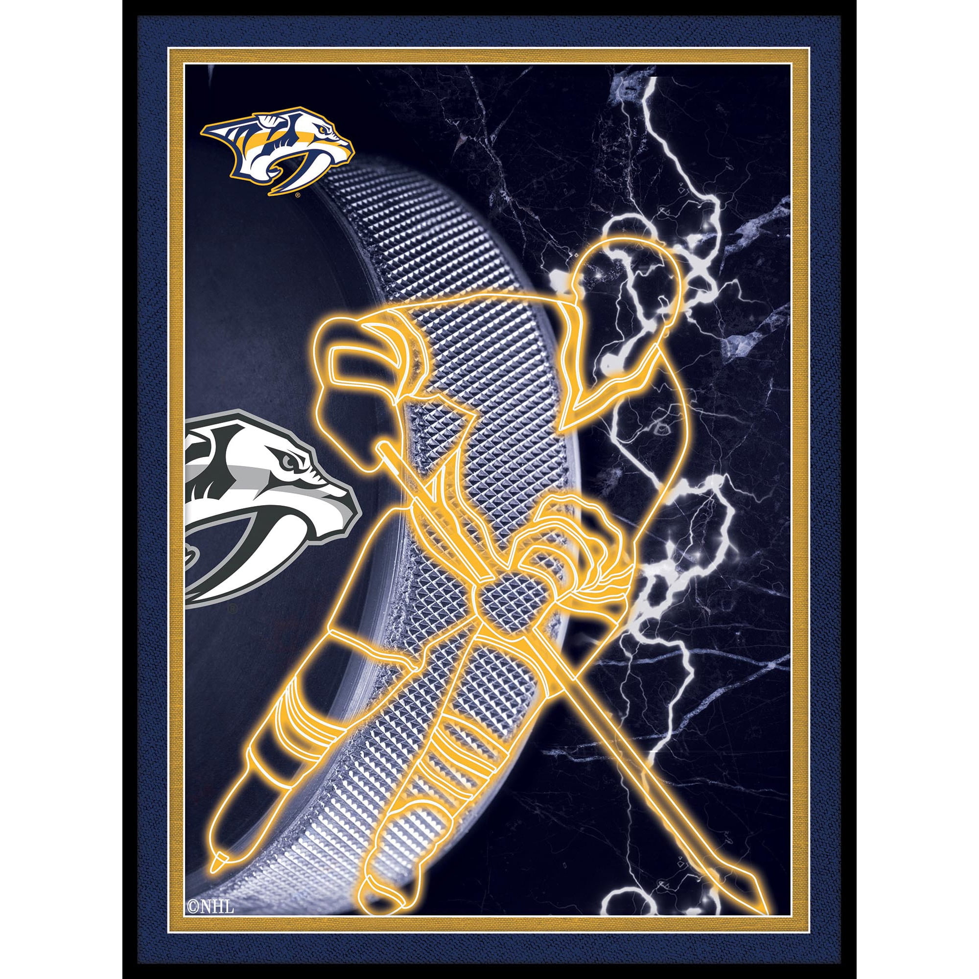 Black Nashville Predators 12'' x 16'' Framed Neon Player Print ...