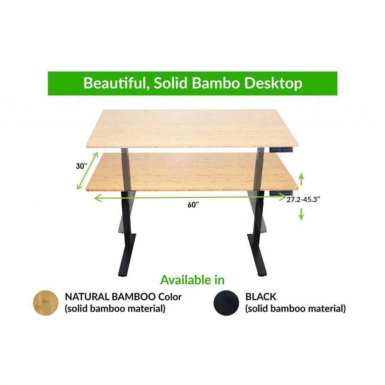 Black & Natural Bamboo 45 in. Dual Motor Electric Office Adjustable ...
