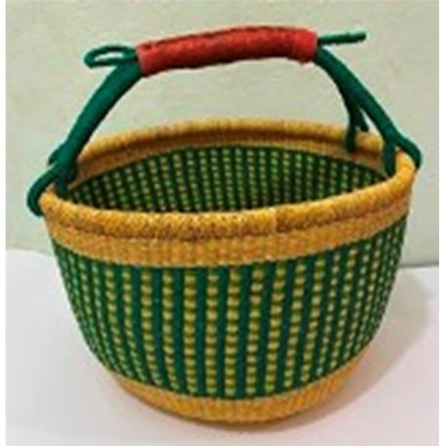 Black & Natural Dashes Round Market Basket, Green - Walmart.com