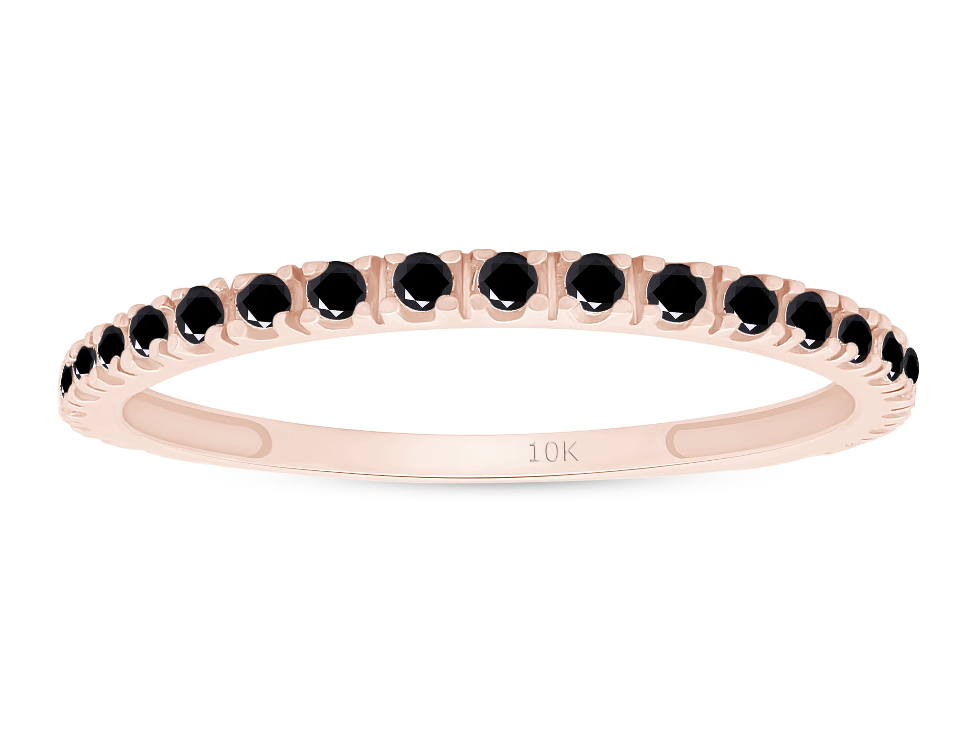 AFFY Black Natural Diamond Wedding Band Ring In 10k Rose Gold (0.25 ...
