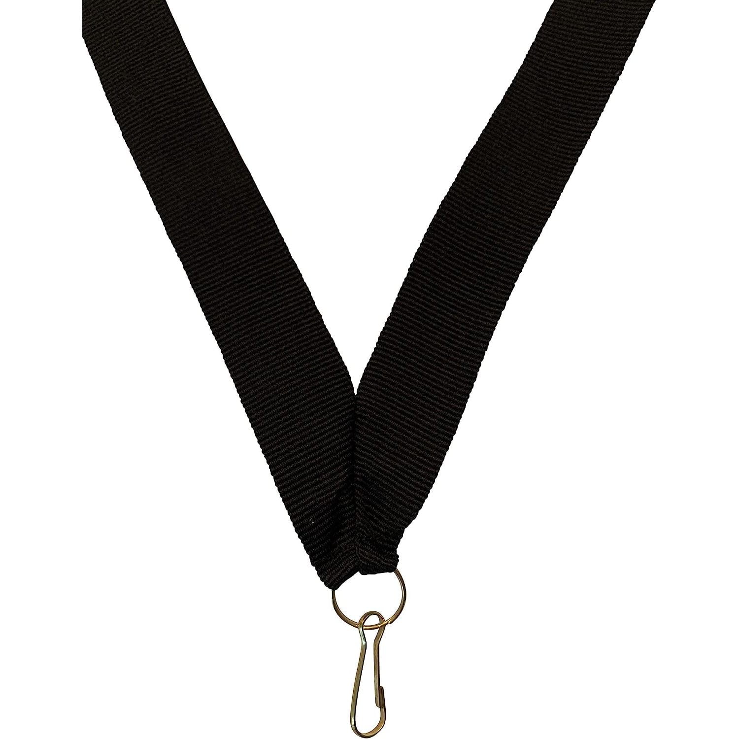 Black Neck Ribbons for Medals with Snap Clips Flat Lanyard Award (Pack ...